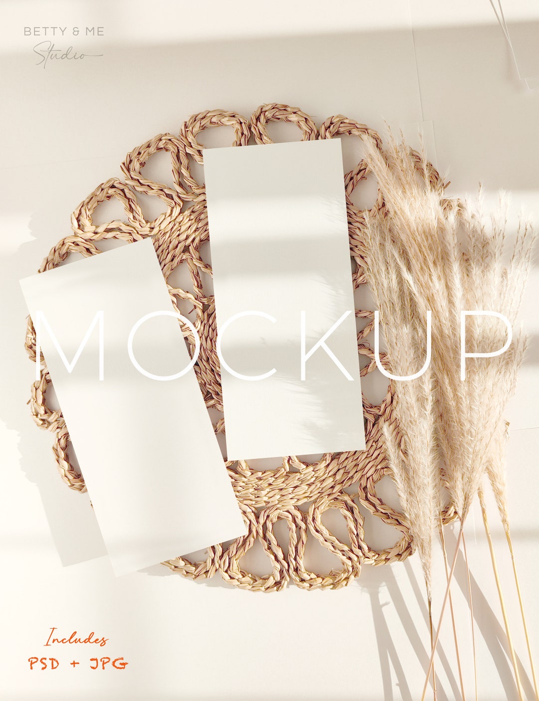 4x9" Two Card Mockup, Program Mockup, 4x9 Card Mockups, Wedding Mock Up ...