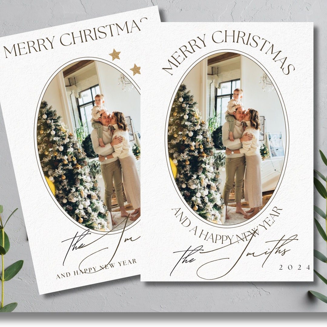 Minimalist Christmas Card Custom Photo, Modern Photo Christmas Card ...