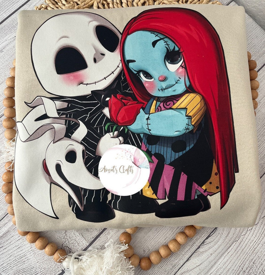 Halloween Baby Jack & Sally Sand Color Oversized Sweatshirt - Etsy