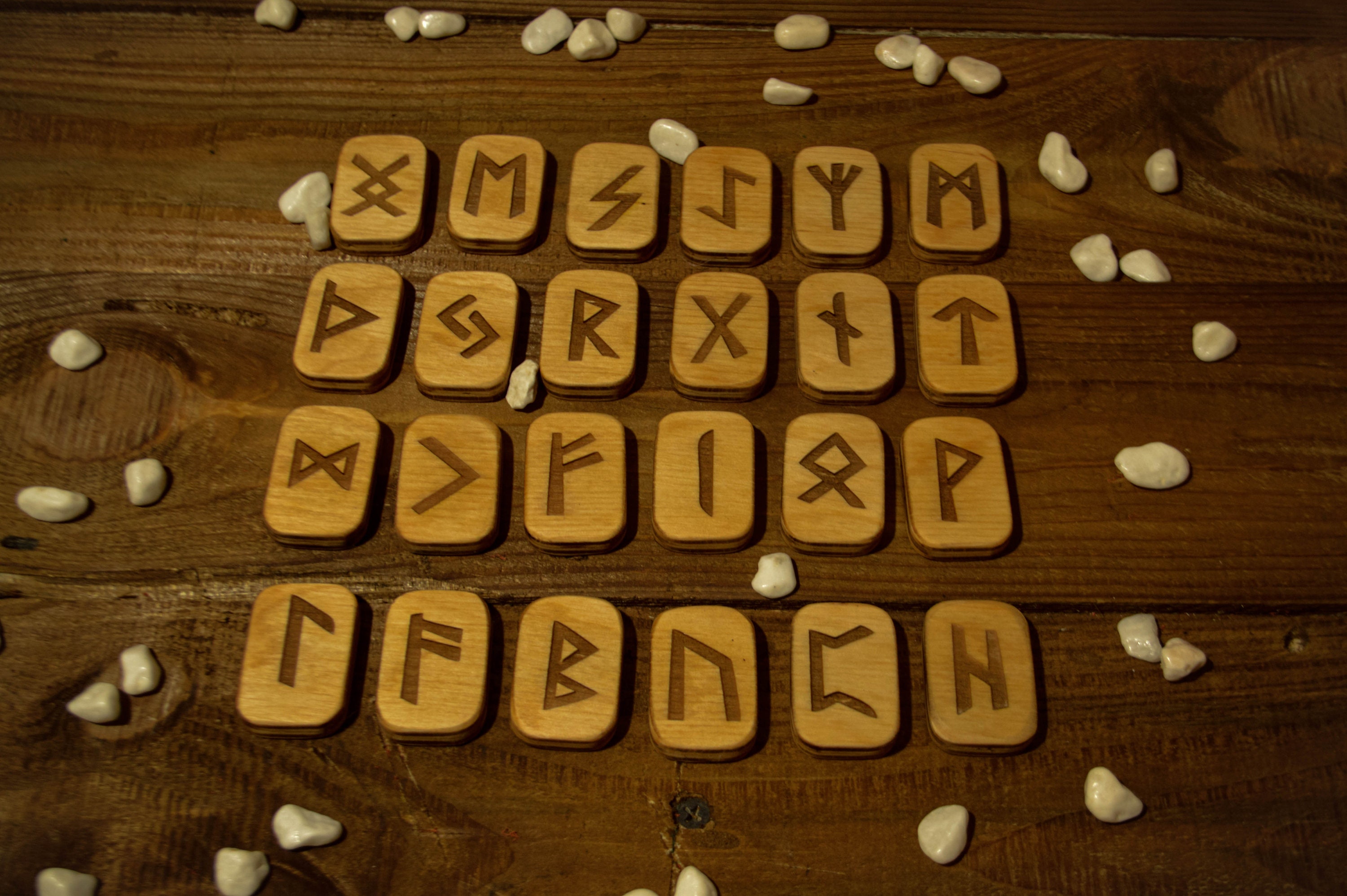24 Wooden Runes Set, Elder Futhark Runes Set, Runes Set With Bag ...