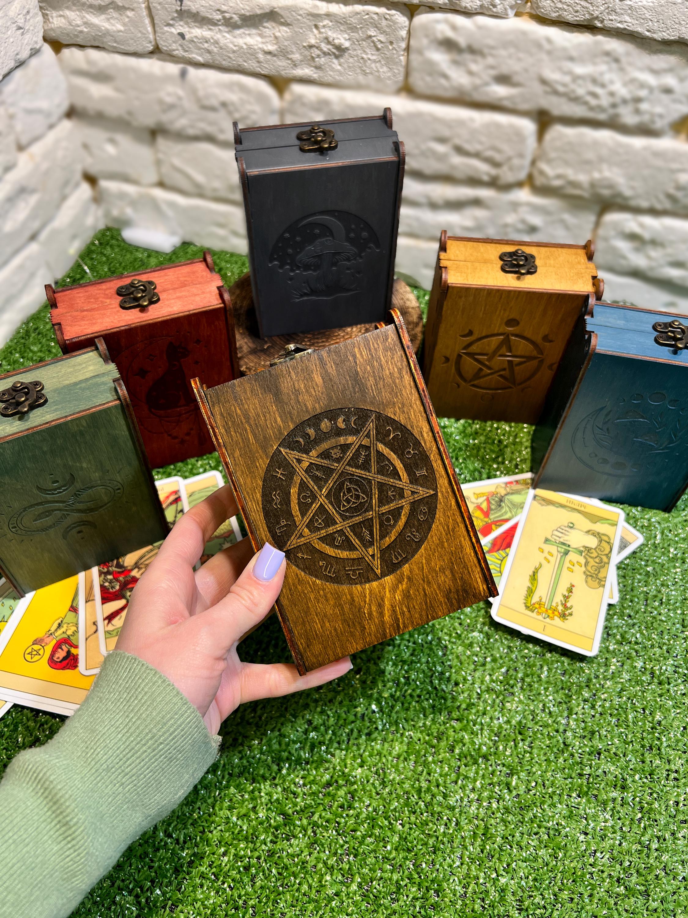 Wooden Card Holder Box for Tarot, Poker, MTG & Dnd Cards, Deck Storage ...