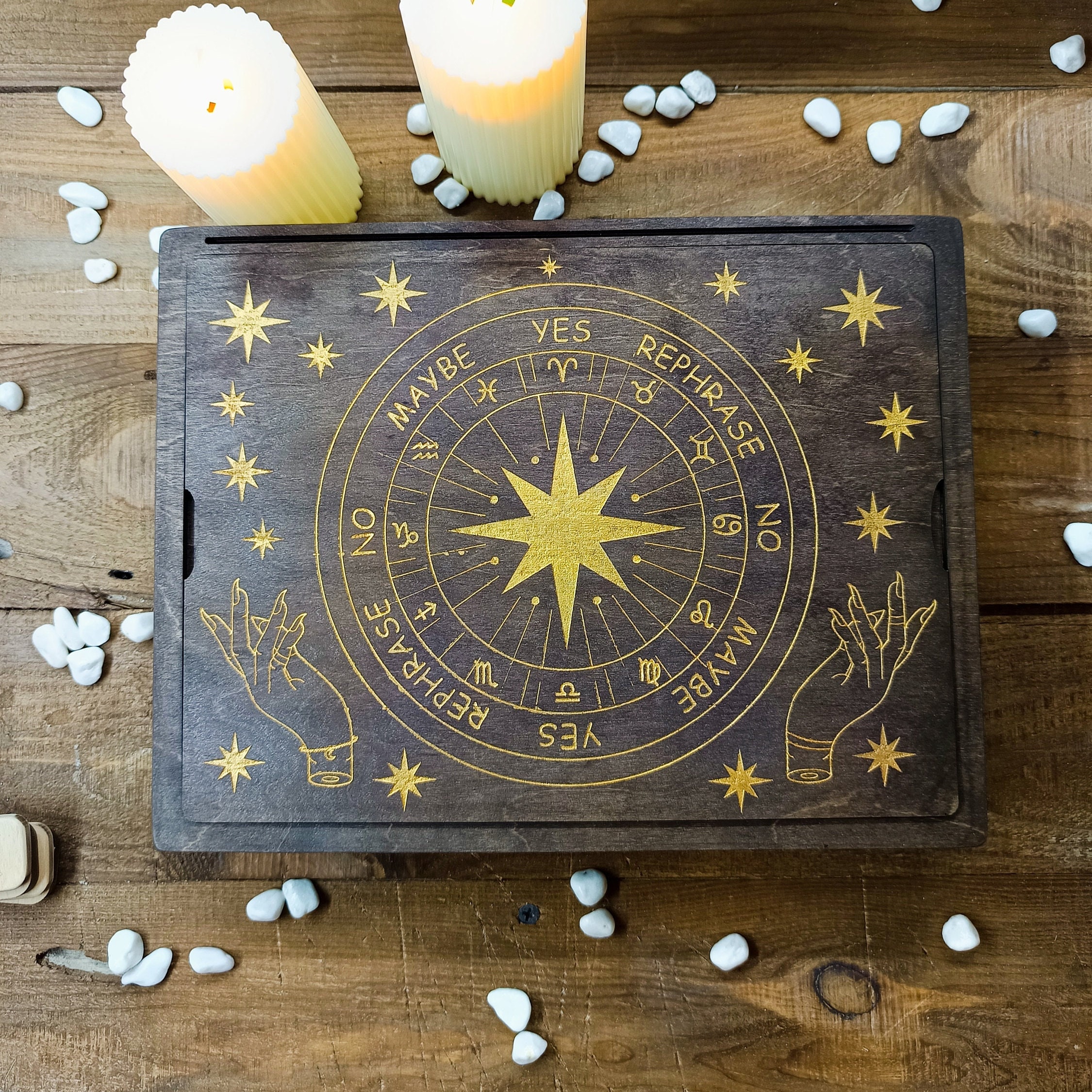 Pendulum Board and Stand, Pendulum Board Wood, Crystal Storage Box With ...