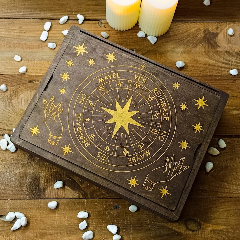 Pendulum Board and Stand, Pendulum Board Wood, Crystal Storage Box With ...