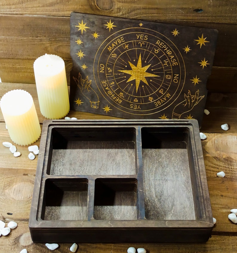 Pendulum Board and Stand, Pendulum Board Wood, Crystal Storage Box With ...