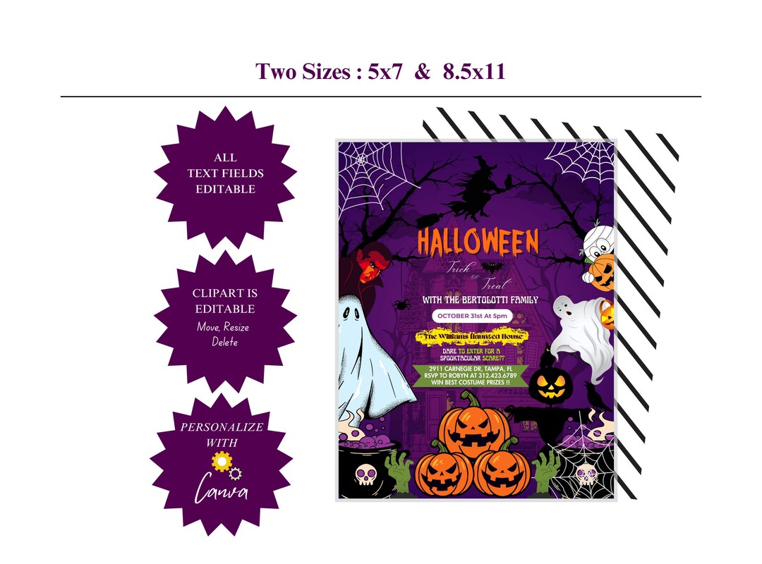 EDITABLE HALLOWEEN Party Flyer, Trick or Treat Template, Halloween ...