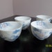 Asahi Small Porcelain Tea Set Bowls, White With Blue and Lavender ...
