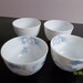 Asahi Small Porcelain Tea Set Bowls, White With Blue and Lavender ...