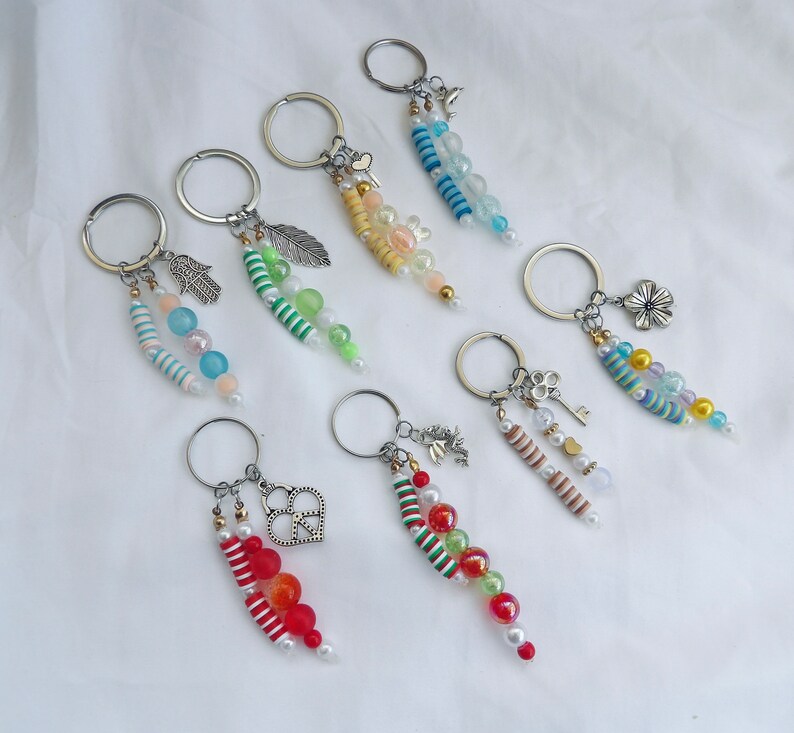 Personalized Heishi Charmed | Beaded Keychains With Colorful Pearl ...