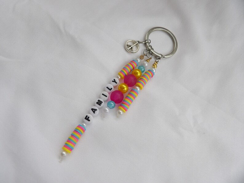 Personalized Heishi Lettered Beaded Keychains With Colorful Pearl Beads ...