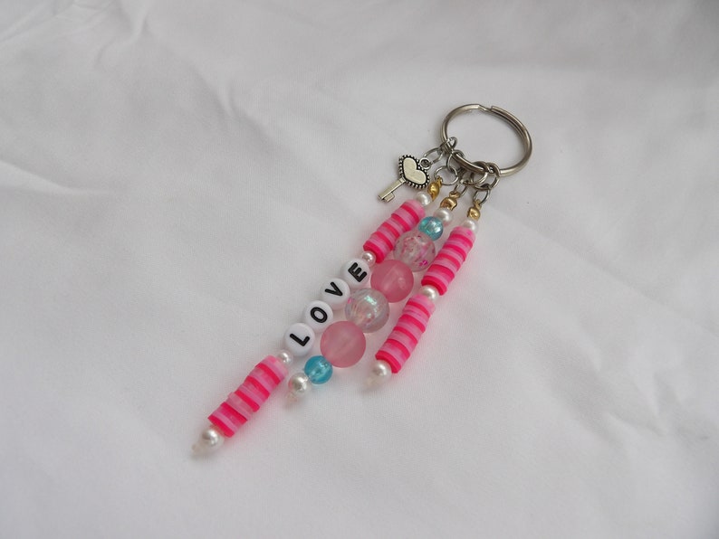 Personalized Heishi Lettered Beaded Keychains With Colorful Pearl Beads ...