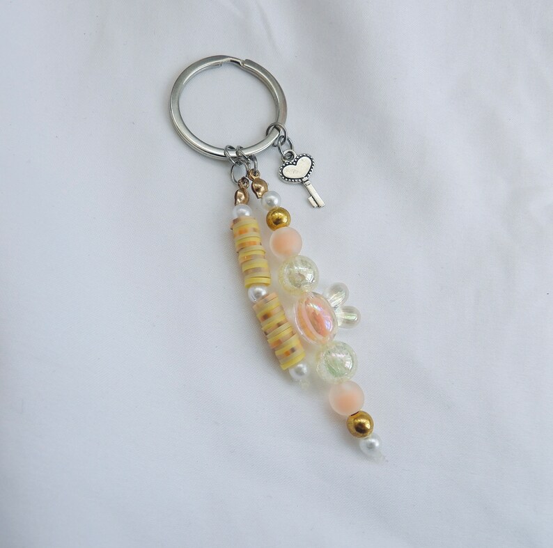 Personalized Heishi Charmed | Beaded Keychains With Colorful Pearl ...