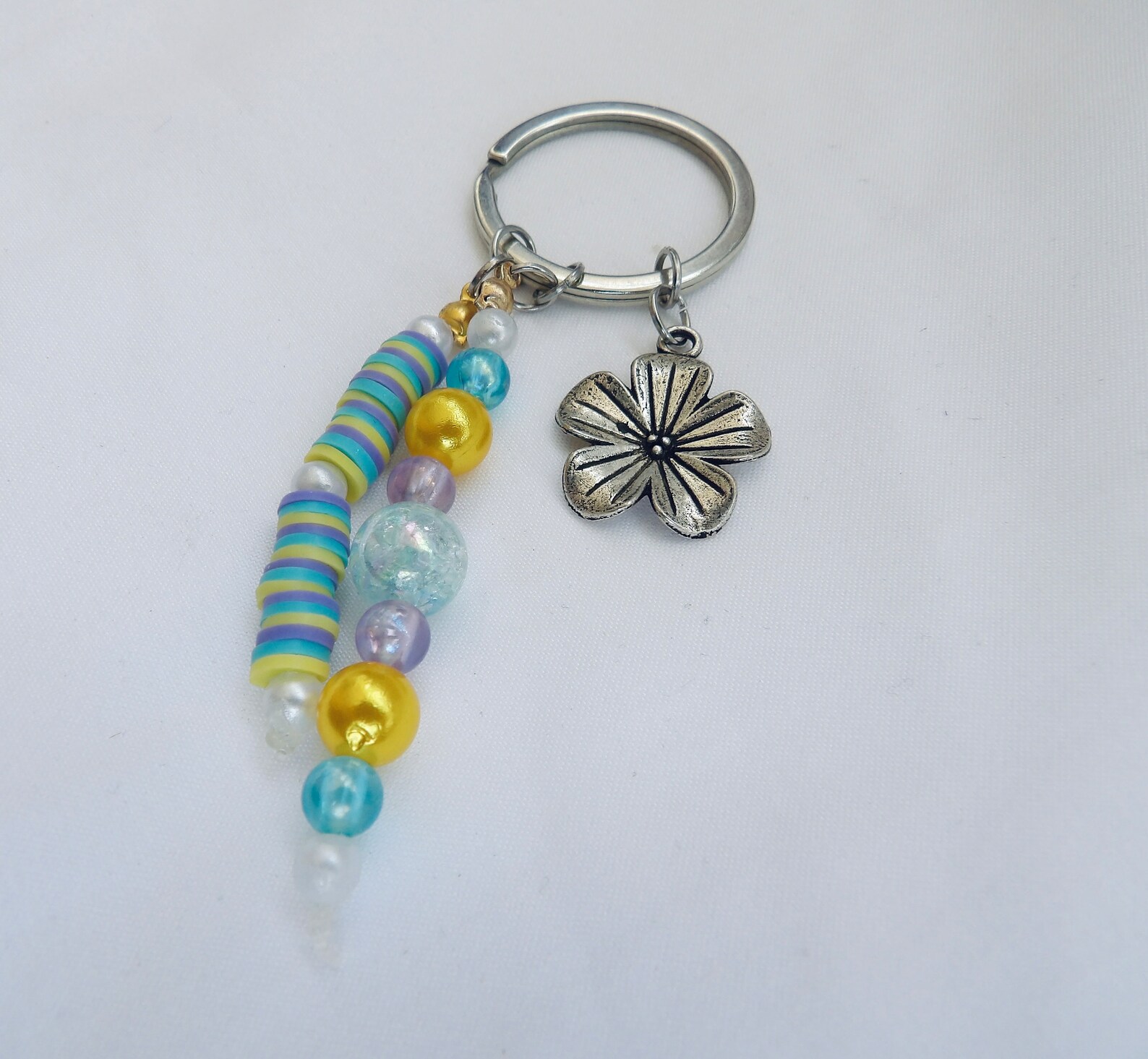 Personalized Heishi Charmed | Beaded Keychains With Colorful Pearl ...