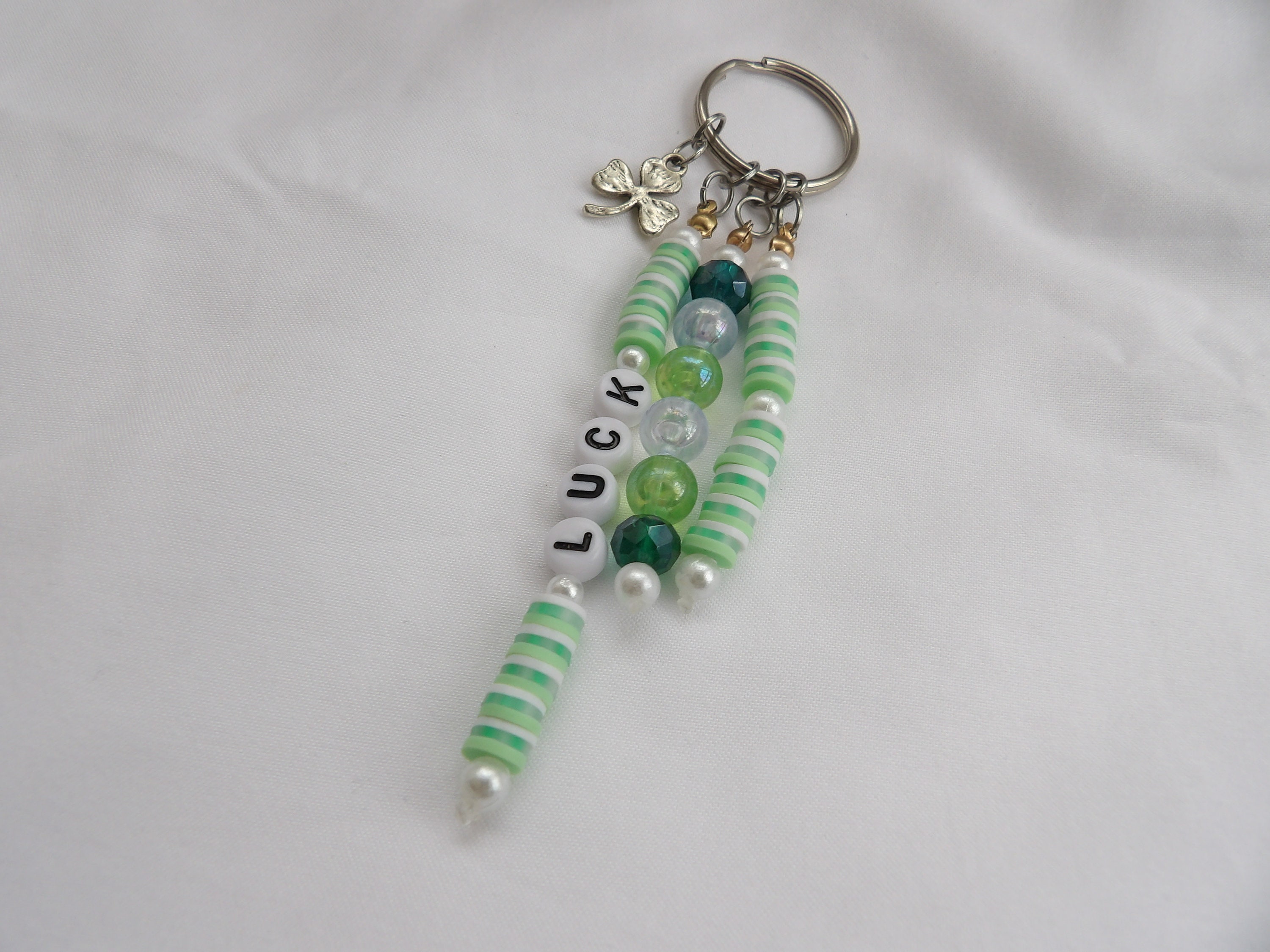 Personalized Heishi Lettered Beaded Keychains With Colorful Pearl Beads ...
