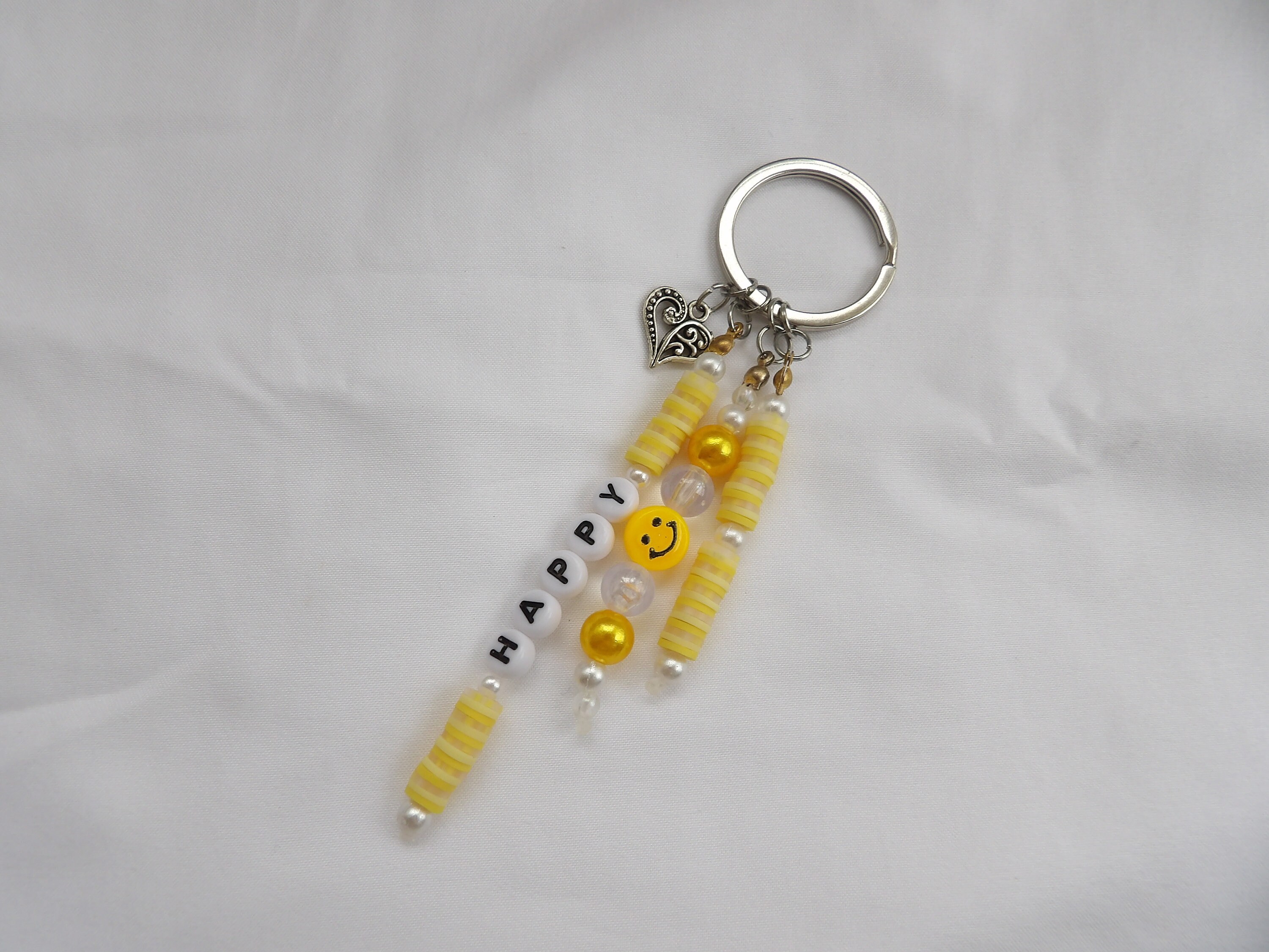 Personalized Heishi Lettered | Beaded Keychains With Colorful Pearl ...