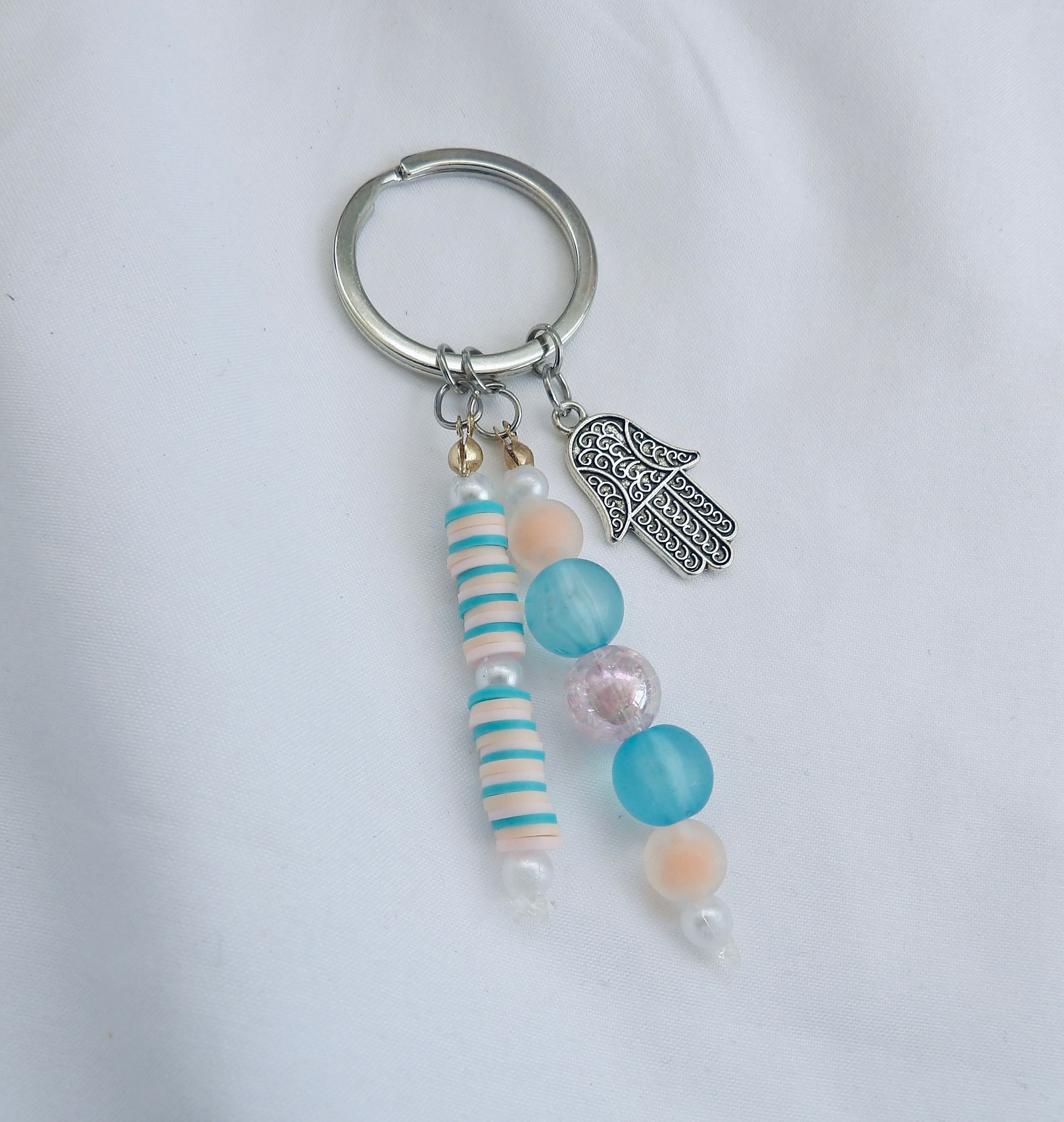 Personalized Heishi Charmed | Beaded Keychains With Colorful Pearl ...