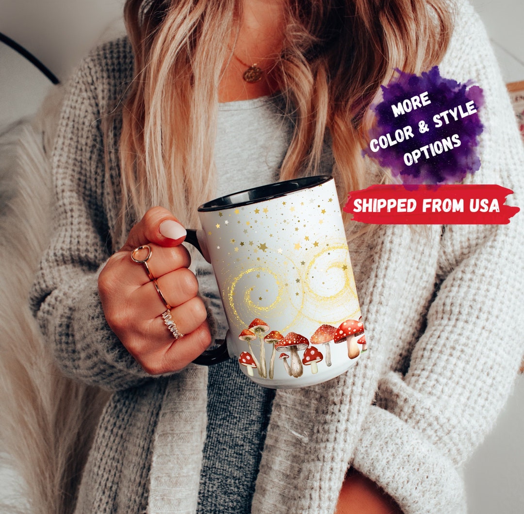 Mushroom Mug With Color Inside for Home Decor, Plant Lover Gift for ...