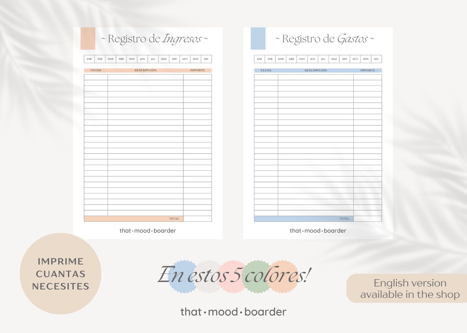 Income and Expenses Tracker Printable, Digital Pages, Spanish Version ...