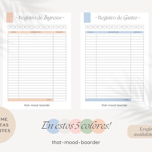 Income and Expenses Tracker Printable, Digital Pages, Spanish Version ...