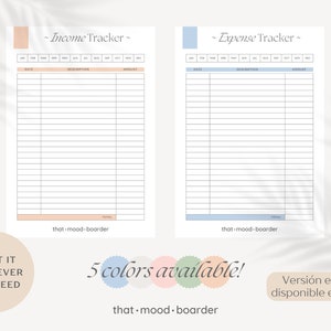 Income and Expenses Tracker Printable, Digital Pages, English Version ...