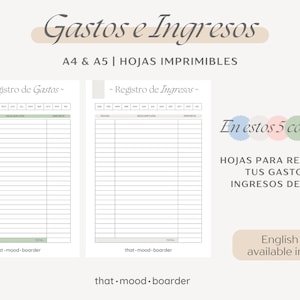 Income and Expenses Tracker Printable, Digital Pages, Spanish Version ...