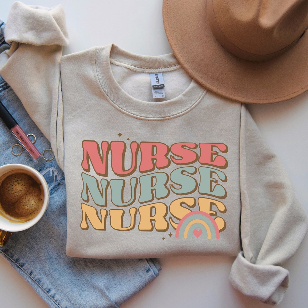 Nurse Retro Sweatshirt, Nursing Graduation Gift, Groovy Blue Nurse ...
