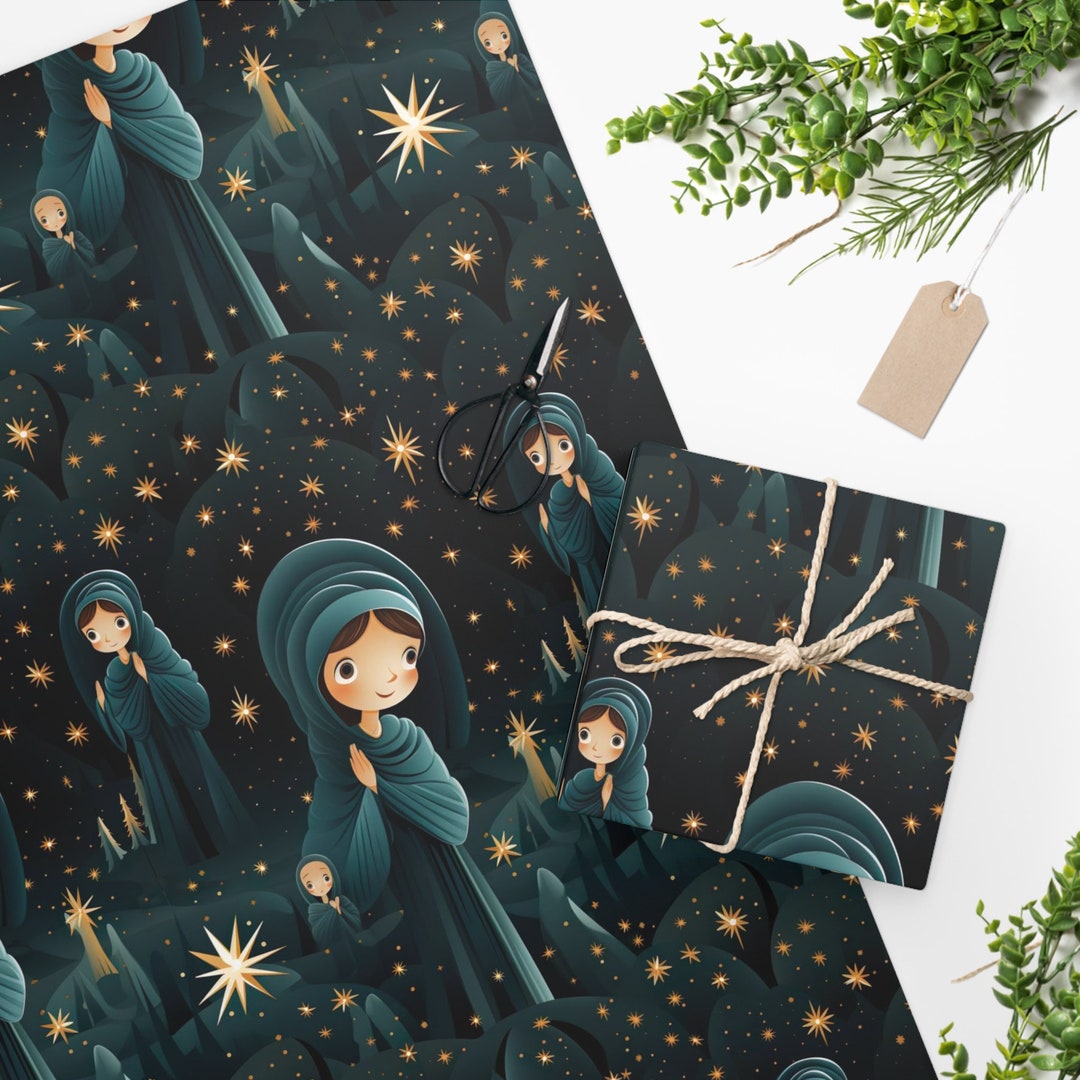 Wrapping Paper Divine Christmas Nativity : Cartoon Christmas Wrapping ...