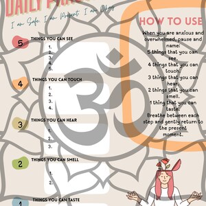 5-4-3-2-1 Grounding Technique Printable. Anxiety Relief Worksheet ...