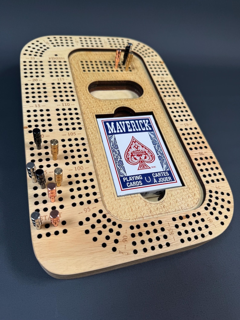 Four Lane Cribbage Board With Cards & Metal Pegs - Etsy Canada