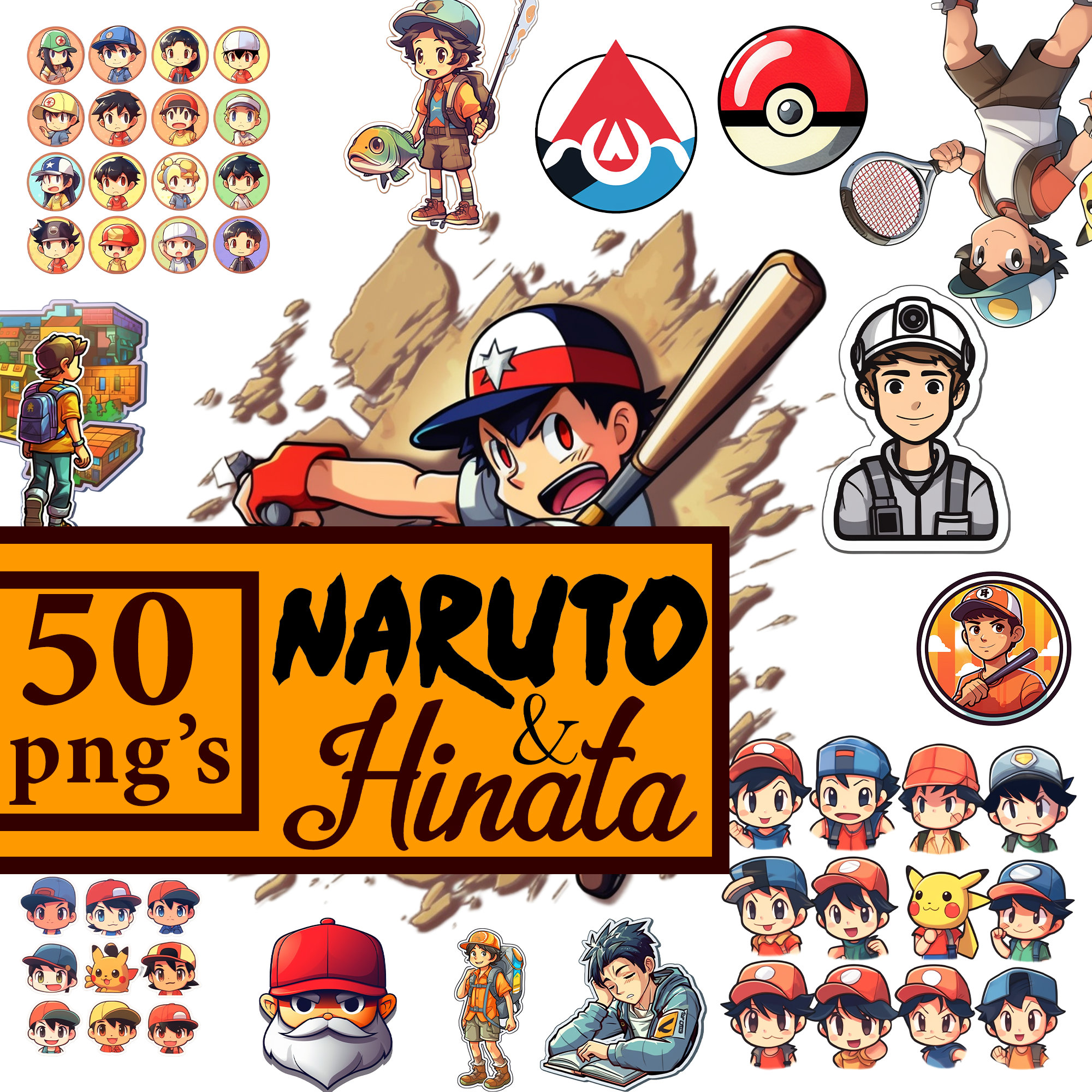 Naruto and Hinata Digital Stickers Naruto Cute Stickers Designs ...