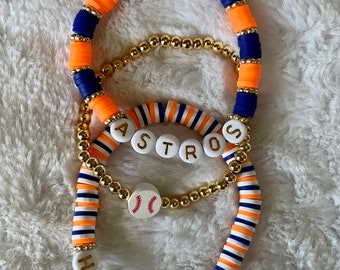 ASTROS Stack // HTX Stack // Astros Bracelets // Gift for Her // 8 Mm Stretch Heishi Bracelets ...