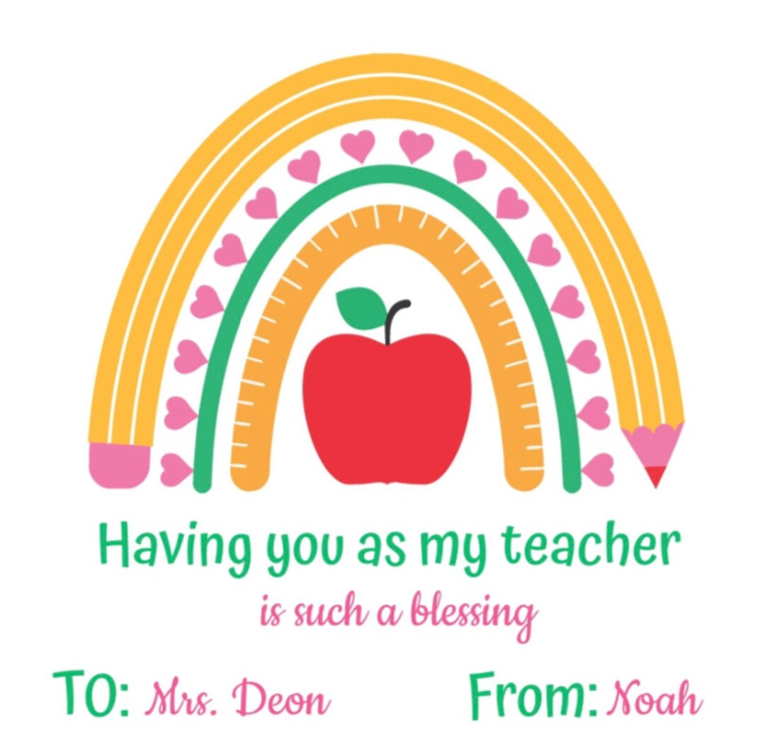 3x3 Teacher Appreciation Rainbow Tag - Etsy