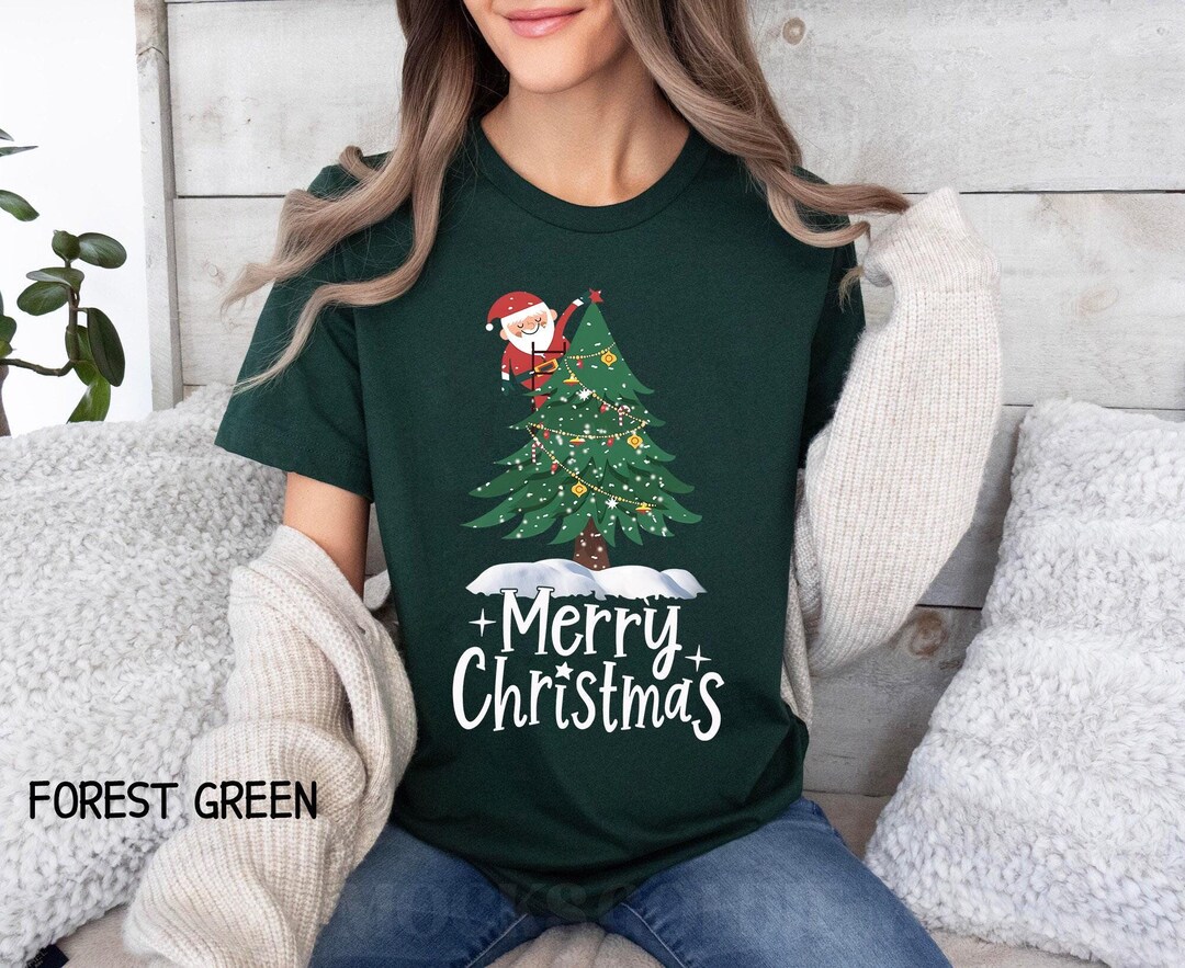 Merry Christmas Tree Shirt, Womens Christmas Shirt, Woman's Holiday ...