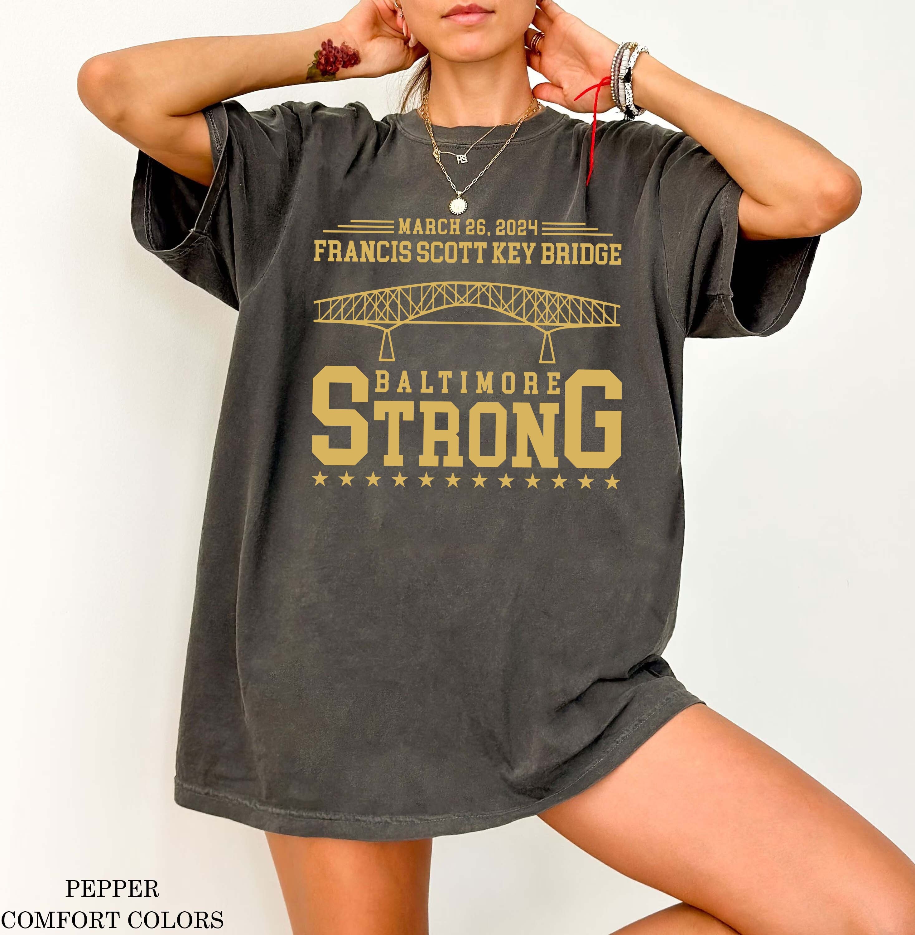 Retro Key Bridge Collapse Tee, Bridge Strong Shirt, Key Bridge Tshirt ...