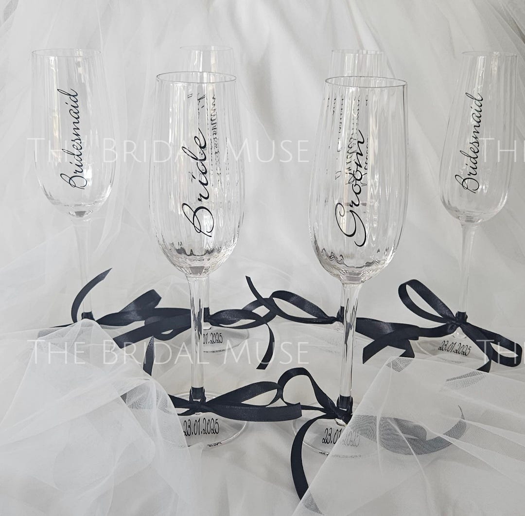 Personalised Ribbed Champagne Flutes - Etsy