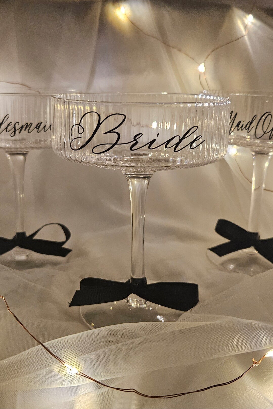 Personalised Ribbed Champagne Coupe Glasses - Etsy