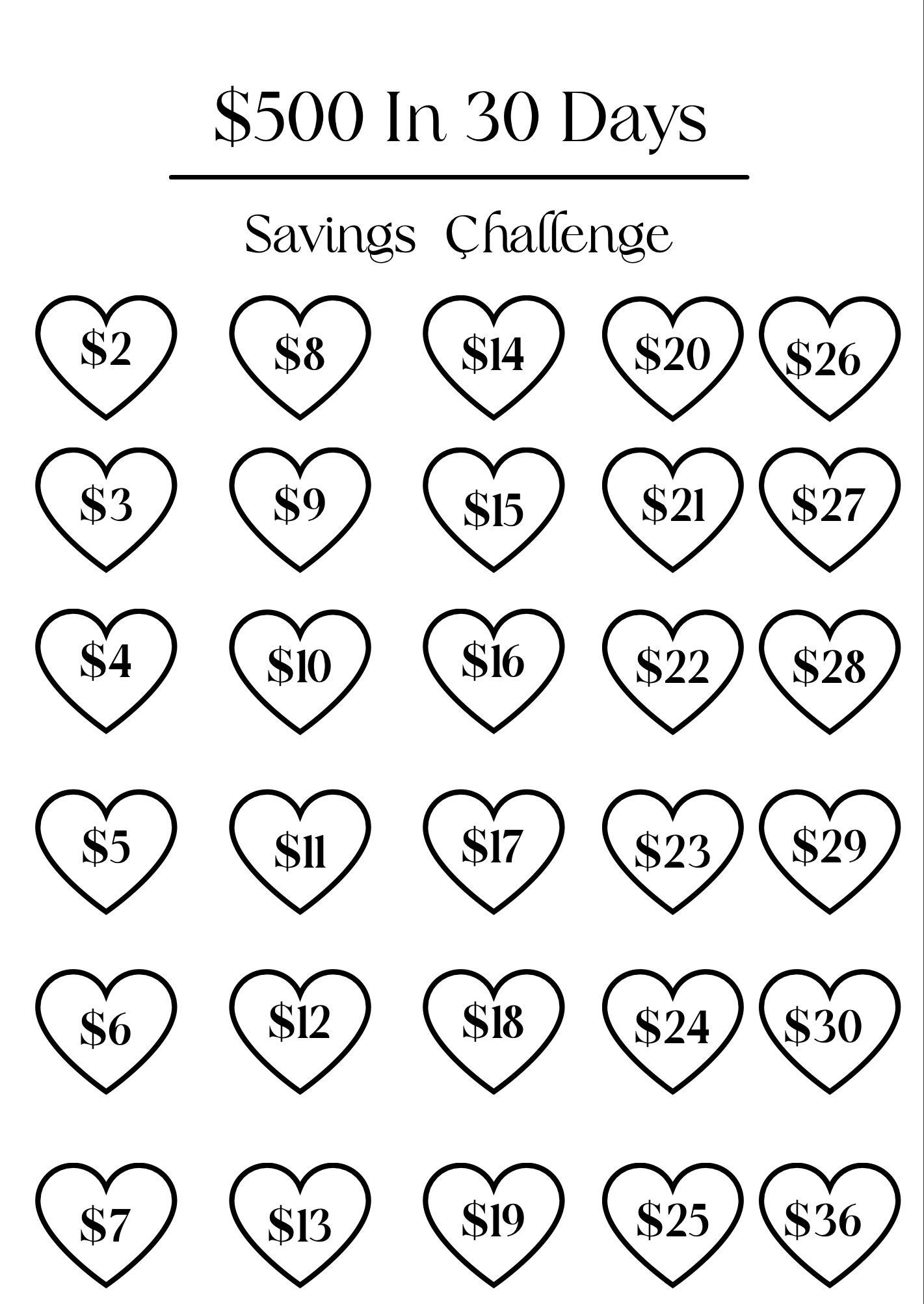 500 in 30 Days Savings Challenge| Low Income Savings Challenge ...