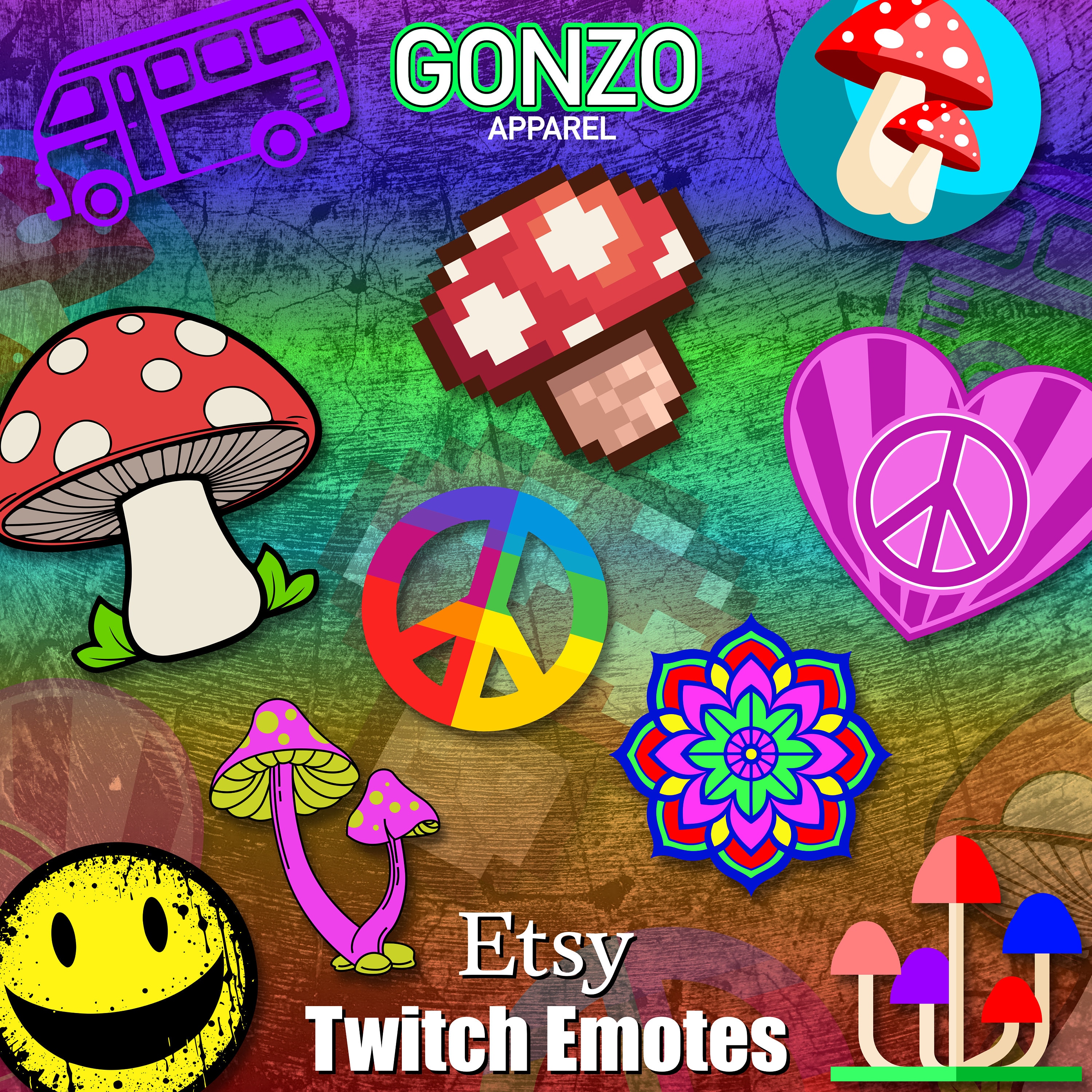 Psychedelic Twitch Emotes, Twitch Emote, Discord Emote, Twitch Sub ...