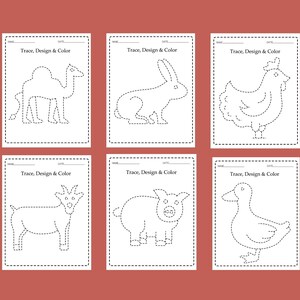 Farm Animal Tracing and Coloring Worksheets for Preschool ...