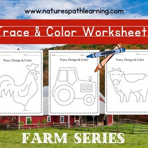 Farm Animal Tracing and Coloring Worksheets for Preschool ...