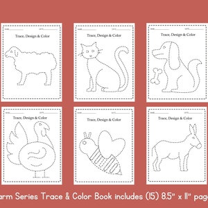 Farm Animal Tracing and Coloring Worksheets for Preschool ...