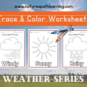 Weather Tracing & Coloring Book 6 Fun Tracing and Coloring Worksheets ...