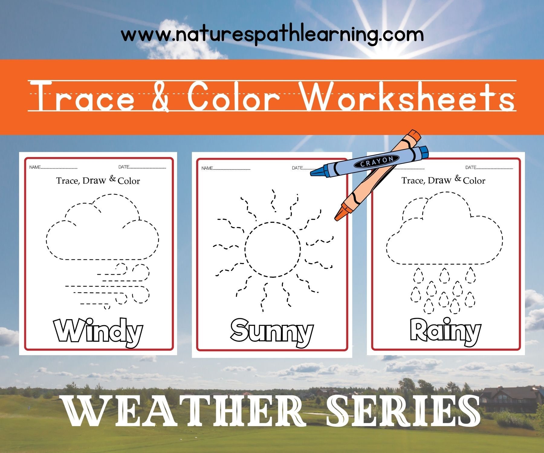 Weather Tracing & Coloring Book 6 Fun Tracing and Coloring Worksheets ...