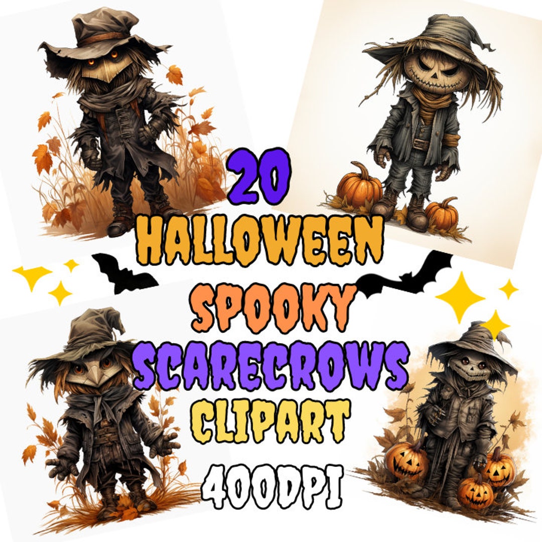 Halloween Spooky Scarecrows Clipart 20 Images Scarecrows Cards Stickers ...
