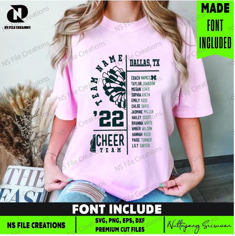Cheer Team Roster SVG Template: Customizable Cheerleading Design ...