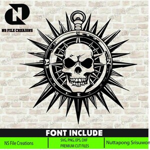 Pirate Compass SVG | Skull Compass Svg | Nautical SVG | Piracy SVG ...