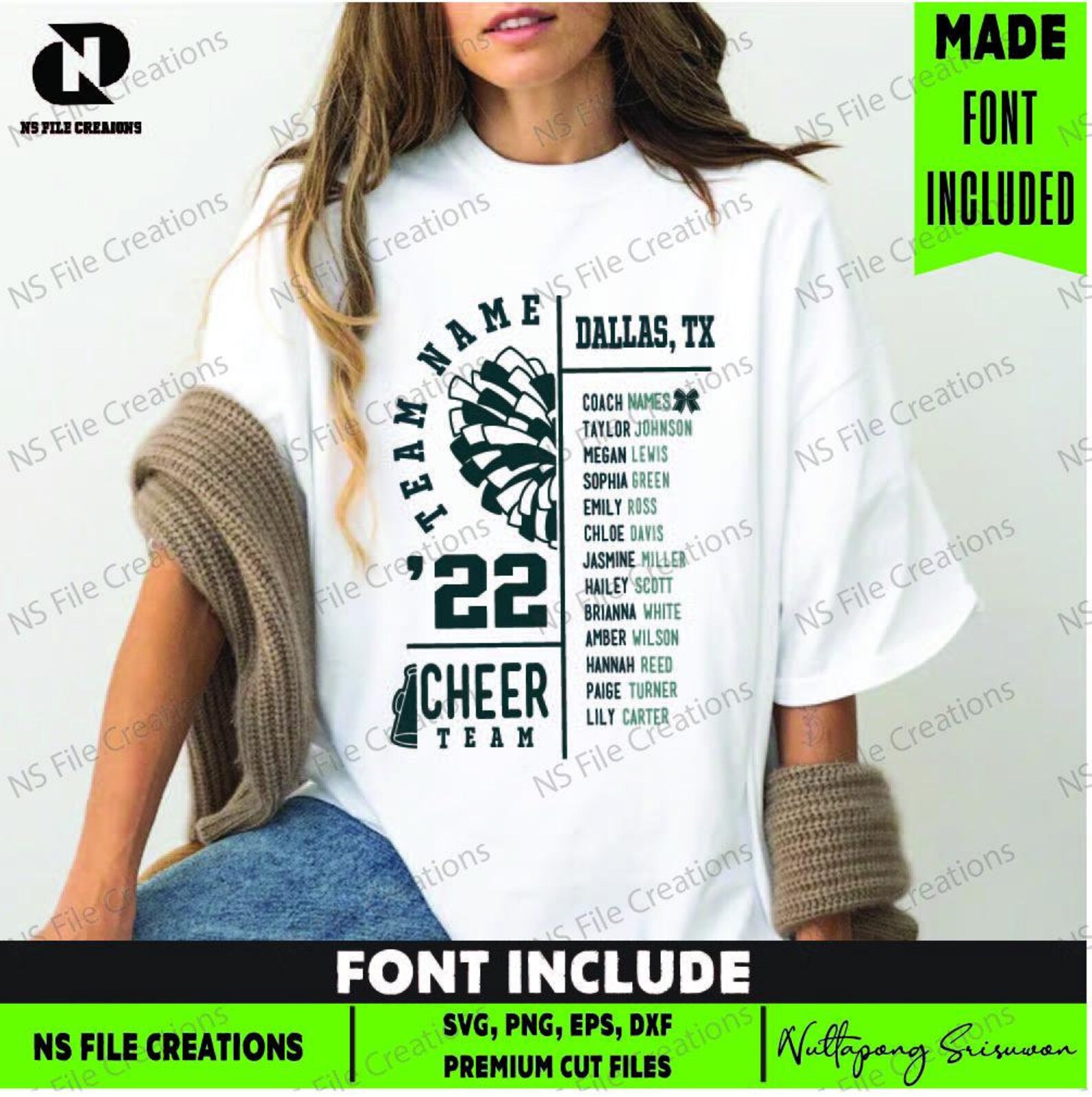 Cheer Team Roster SVG Template: Customizable Cheerleading Design ...