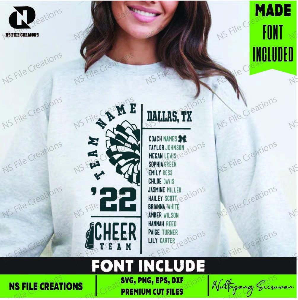 Cheer Team Roster SVG Template: Customizable Cheerleading Design ...
