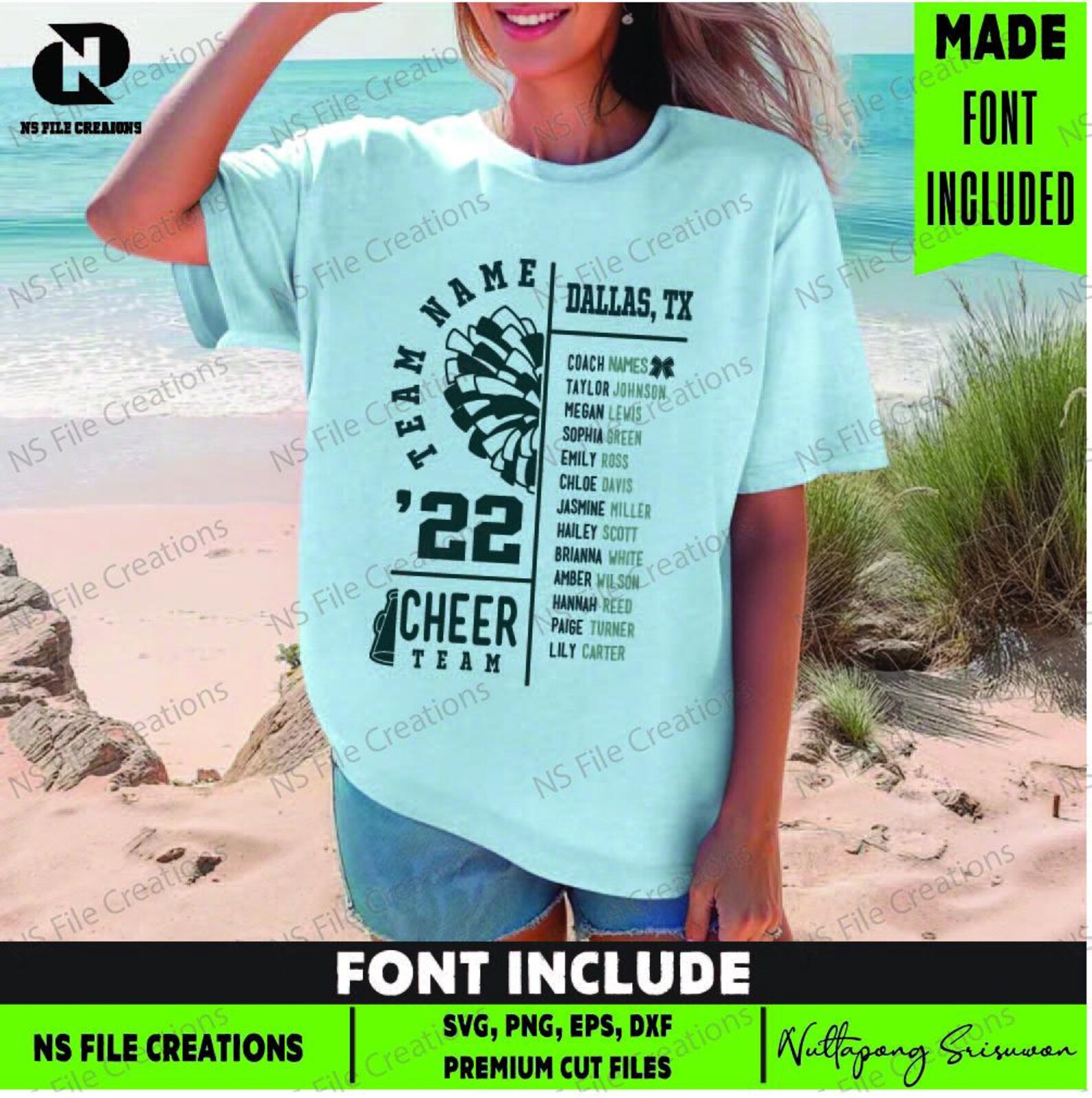 Cheer Team Roster SVG Template: Customizable Cheerleading Design ...