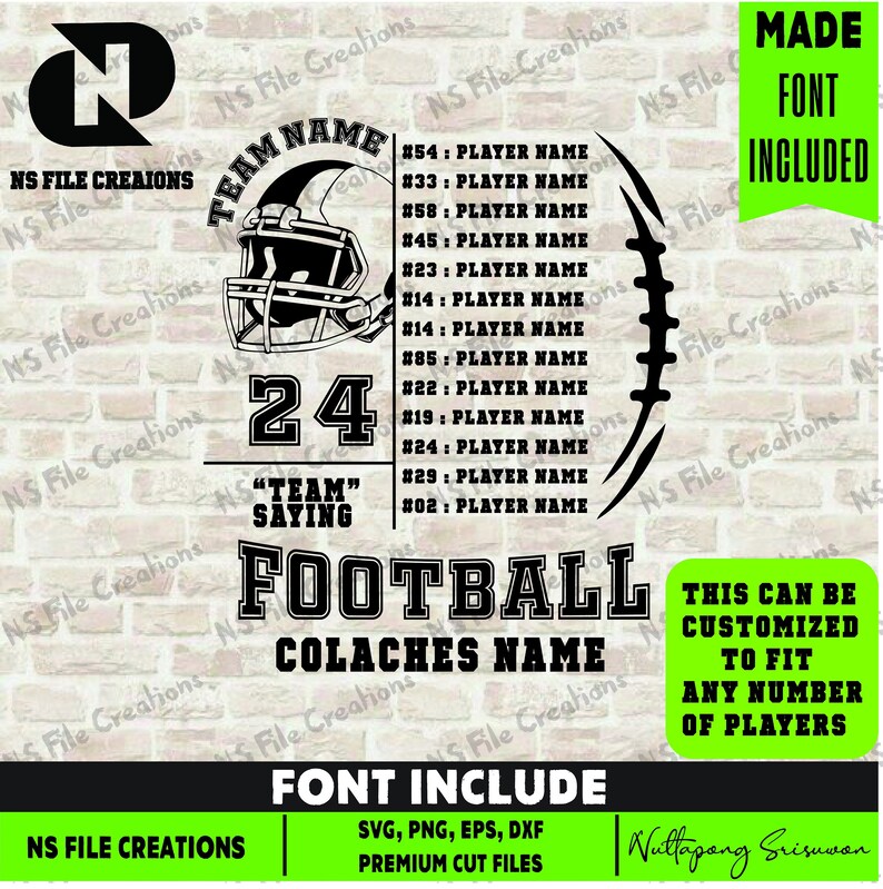 Custom Football Team SVG PNG: Personalized Player Shirt Design - Etsy