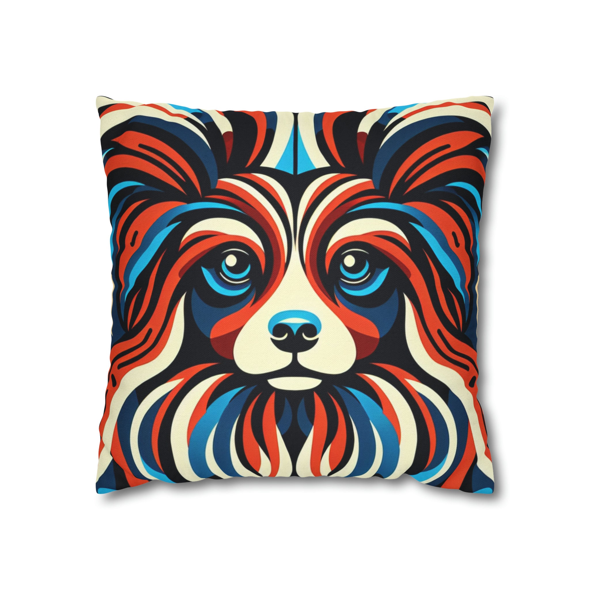 Art Deco Papillon Dog Pillow Cover, Papillon Dog Design Pillow Cover ...